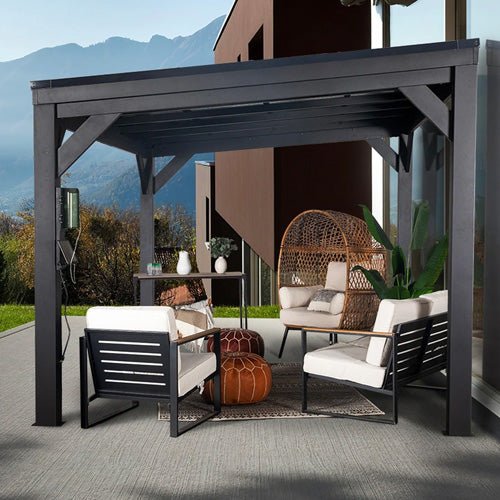 Stone Bridge Steel Pergola 12 x 9.5 – Outdoor Space Designs